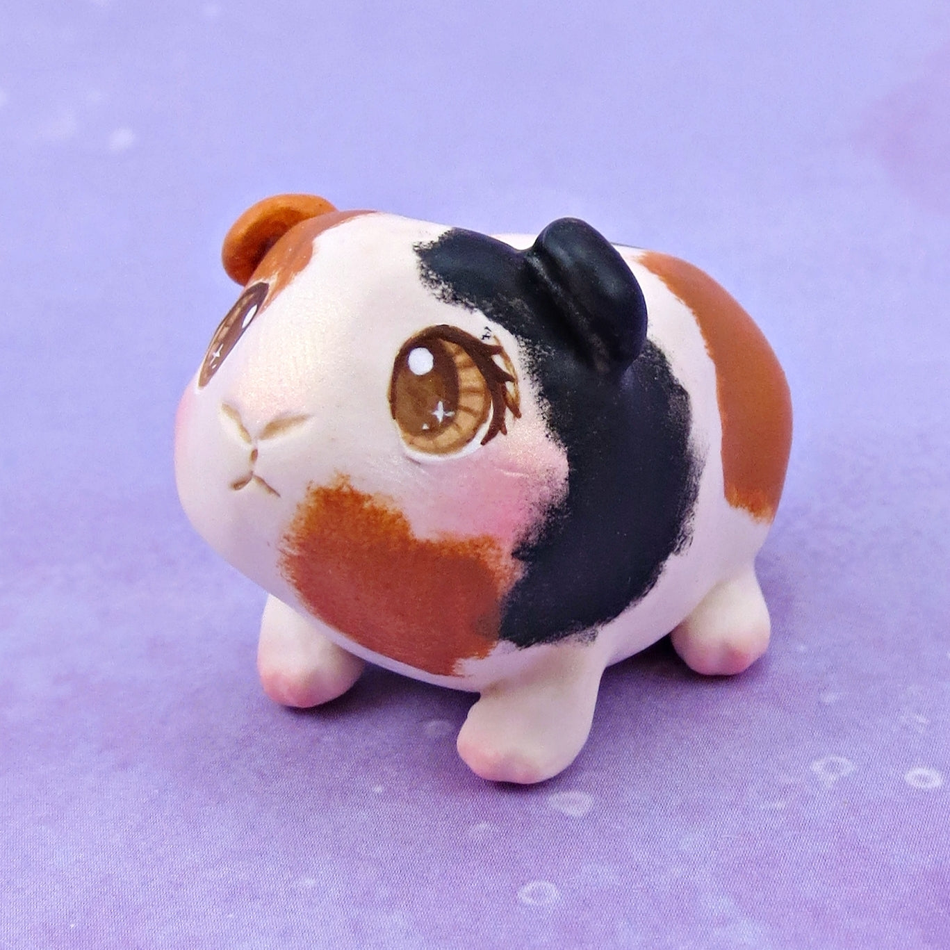 Tricolor Guinea Pig Figurine - Polymer Clay Animals Continents Collect ...