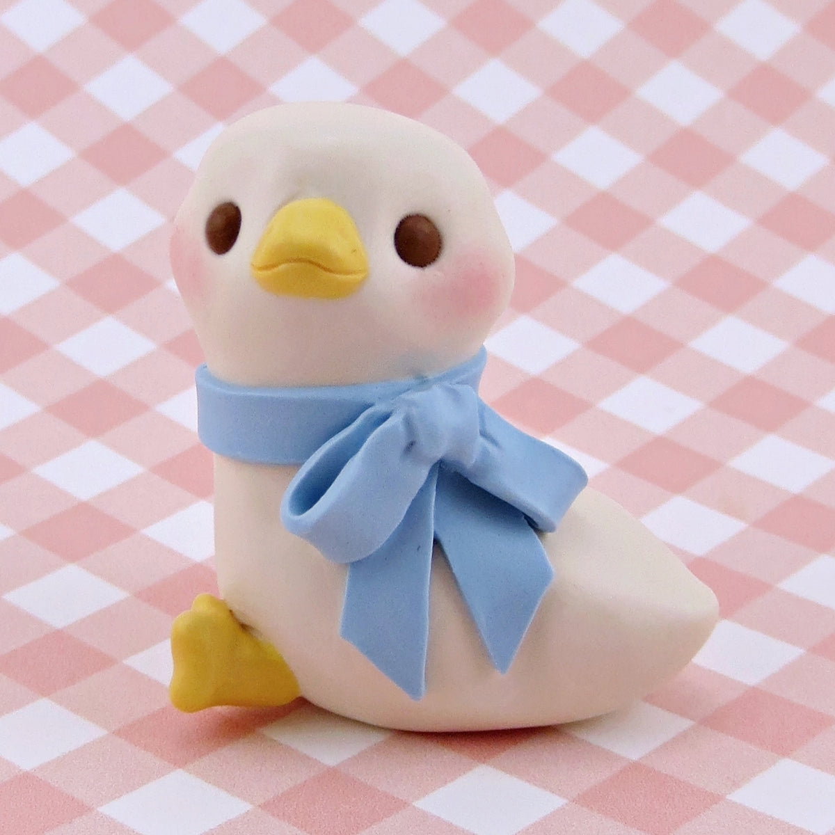 Maisie the Goose with Blue Bow Figurine - Polymer Clay Spring Collecti ...