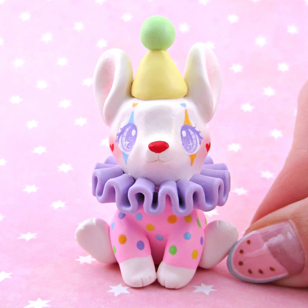 Clown Bunny Figurine - Polymer Clay Animals Carnival/Circus Collection ...