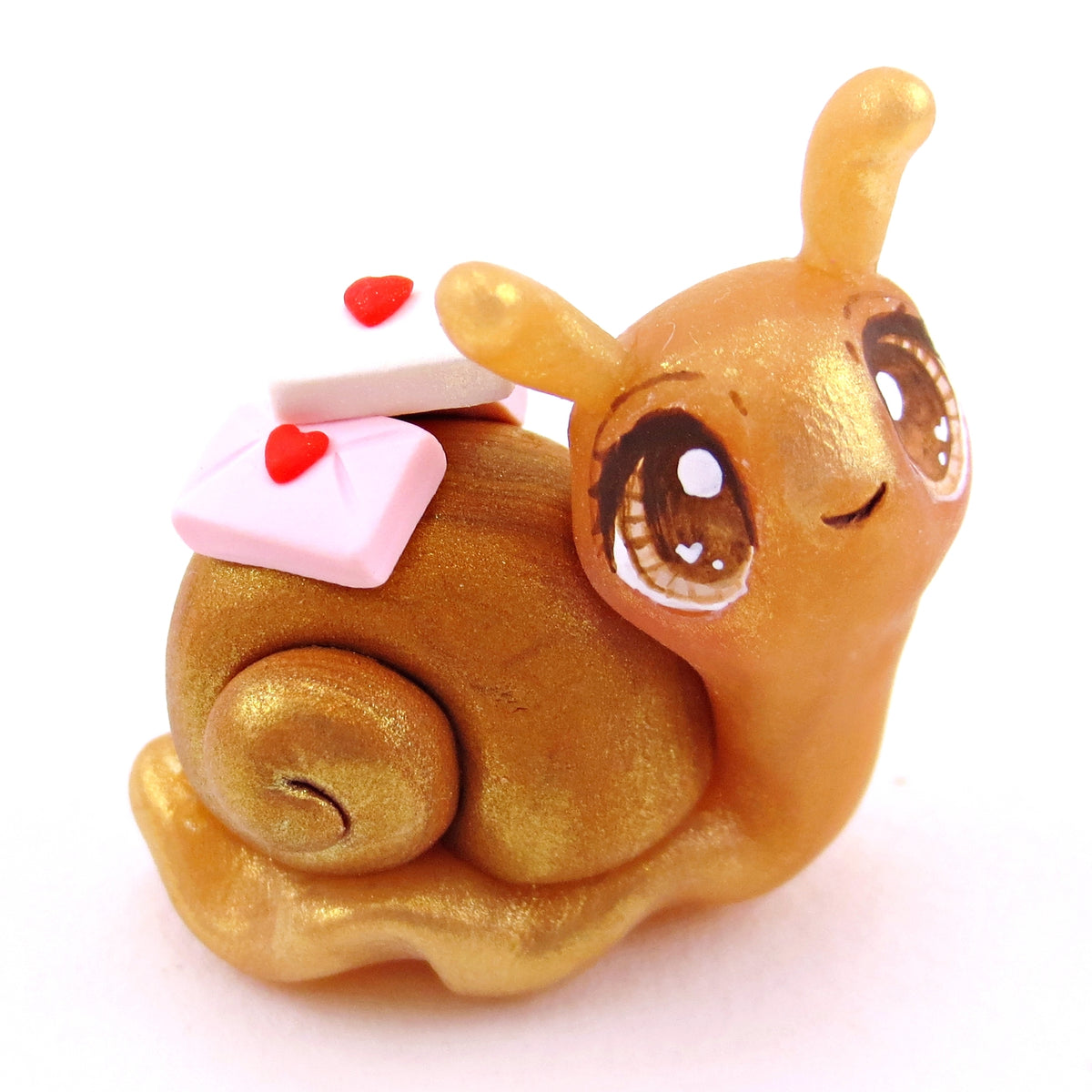 "Snail Mail" Letter Carrier Snail with Brown Eyes Figurine - Polymer C ...