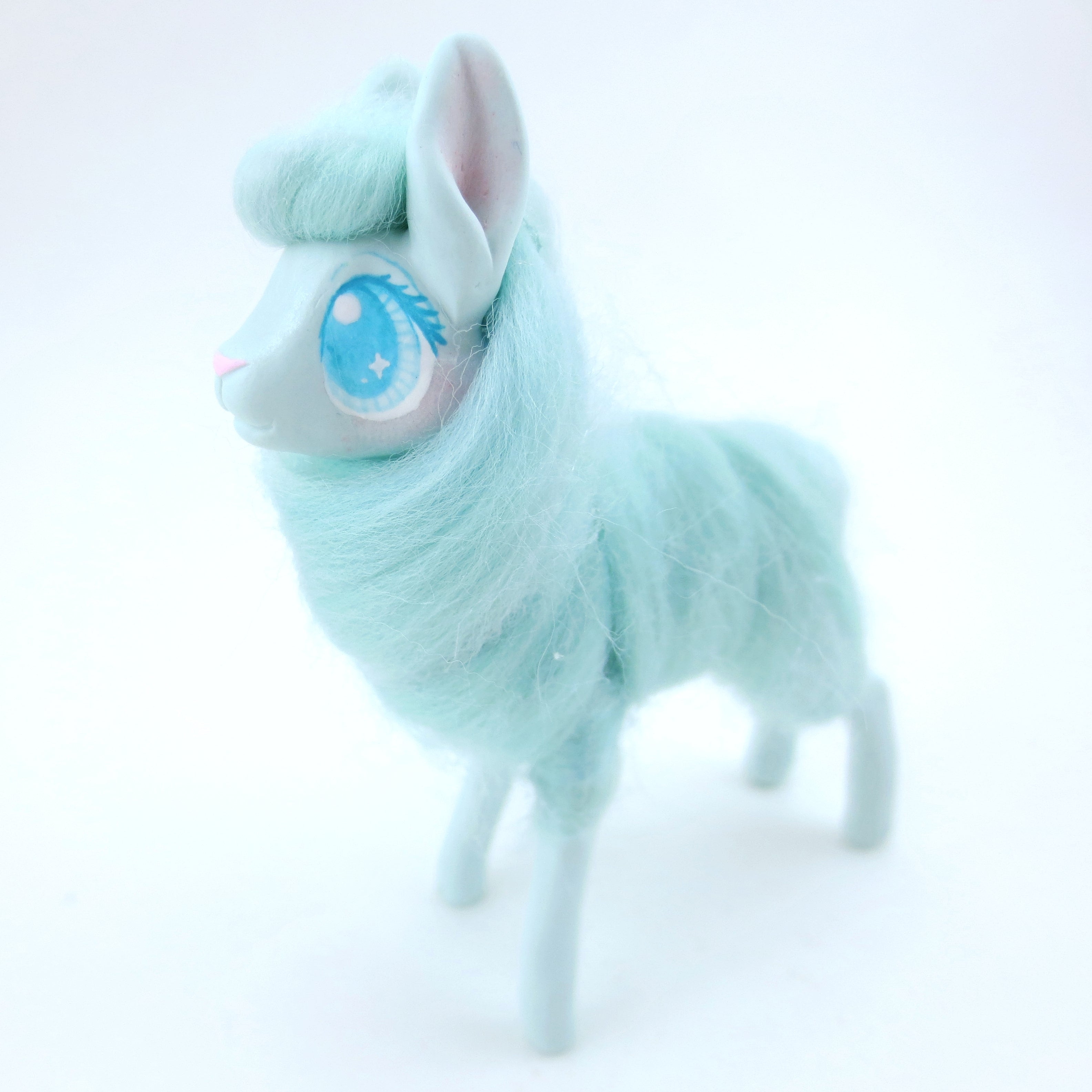 Turquoise Cotton Candy Llama Figurine - Polymer Clay Carnival Animals ...