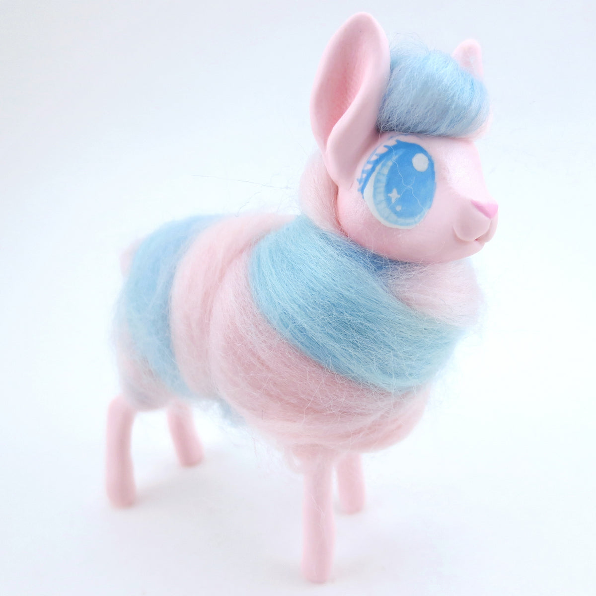 Pink/Blue Swirl Cotton Candy Llama Figurine - Polymer Clay Carnival An ...