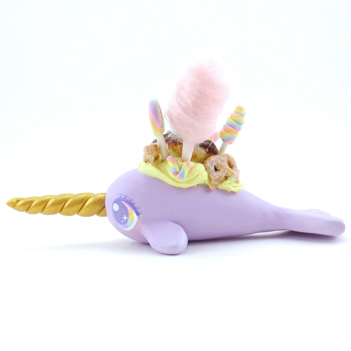 Fair Food Dessert Purple Narwhal Figurine - Polymer Clay Carnival Anim ...