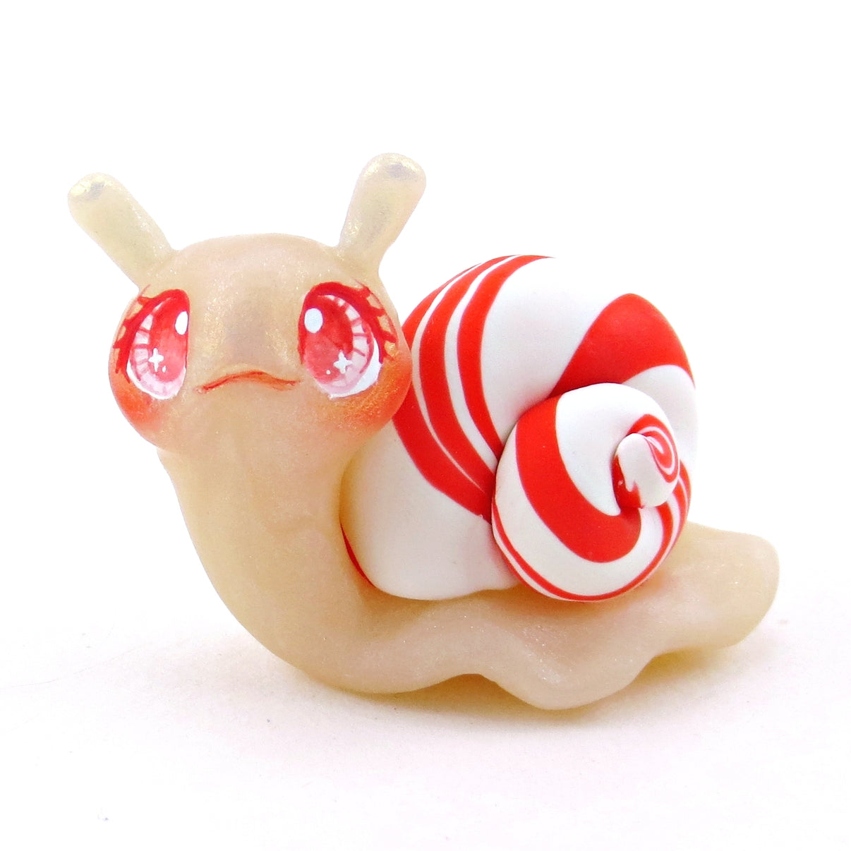 Peppermint Candy Cane Snail Figurine - Polymer Clay Christmas Collecti ...