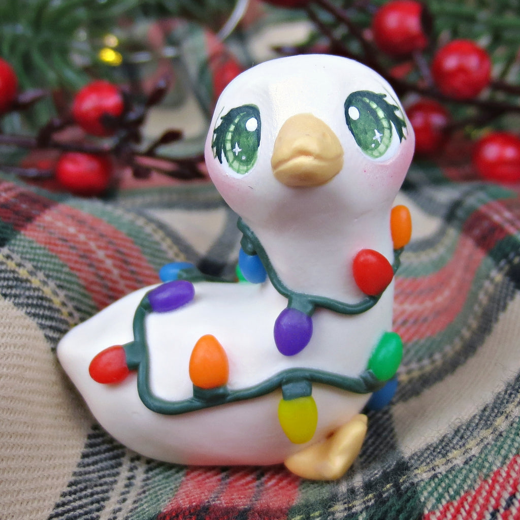 Christmas Lights Goose Figurine - Polymer Clay Christmas Collection ...
